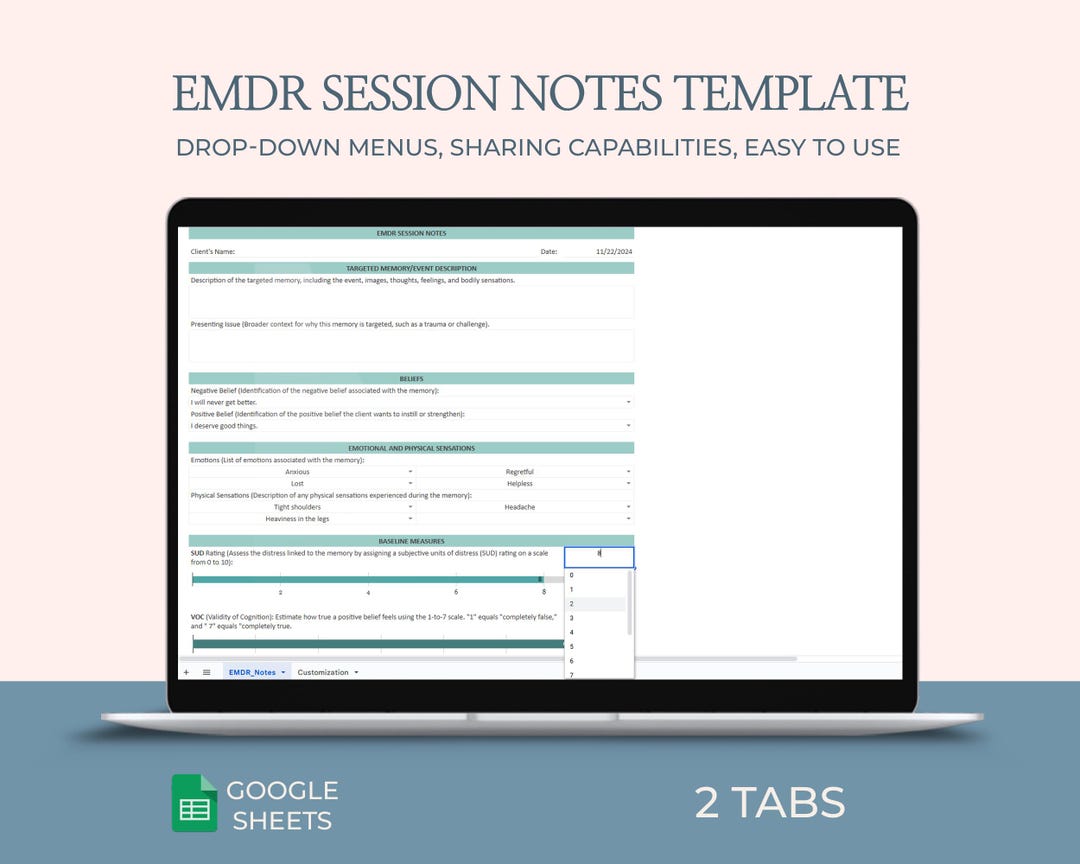 EMDR Session Notes Template Eye Movement Desensitization and ...