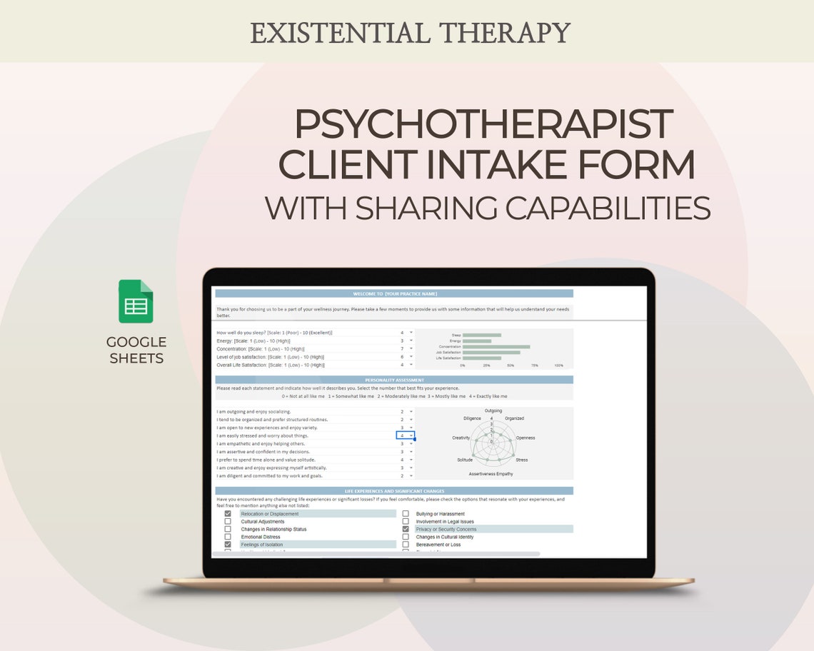 Therapist Client Intake Form, Client Intake Form Psychotherapy, Therapy ...