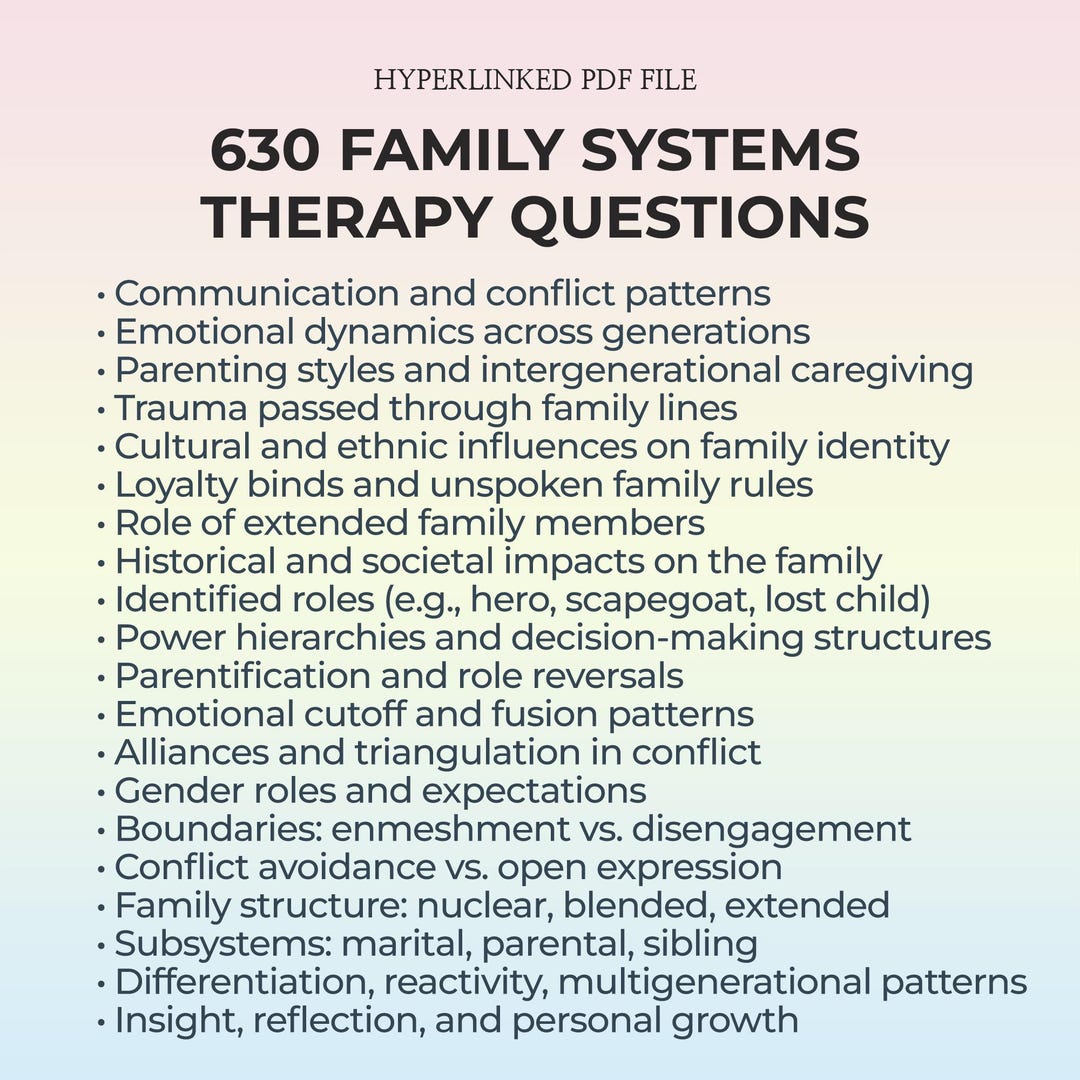 Family Roles Questions, Family Therapy Questions, Generational Trauma ...