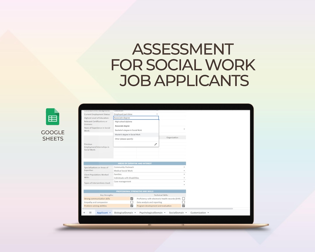 Assessment for Social Work Psychosocial Evaluation Job Applicant ...