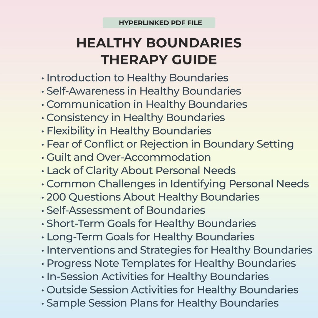 Personal Boundaries Therapy Guide PDF Limit Setting Worksheets ...