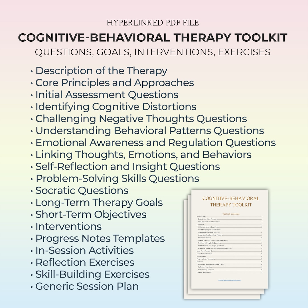 CBT Therapy Questions, CBT Psychotherapy Guide, Cognitive-behavioral Therapy Session Plan, Cbt ...
