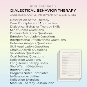 DBT Therapy Questions, DBT Psychotherapy Guide, Dialectical Behavior ...