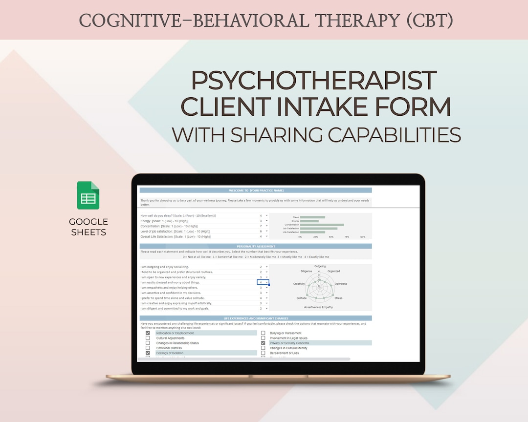 CBT Therapy Client Intake Form, Client Intake Form Psychotherapy ...