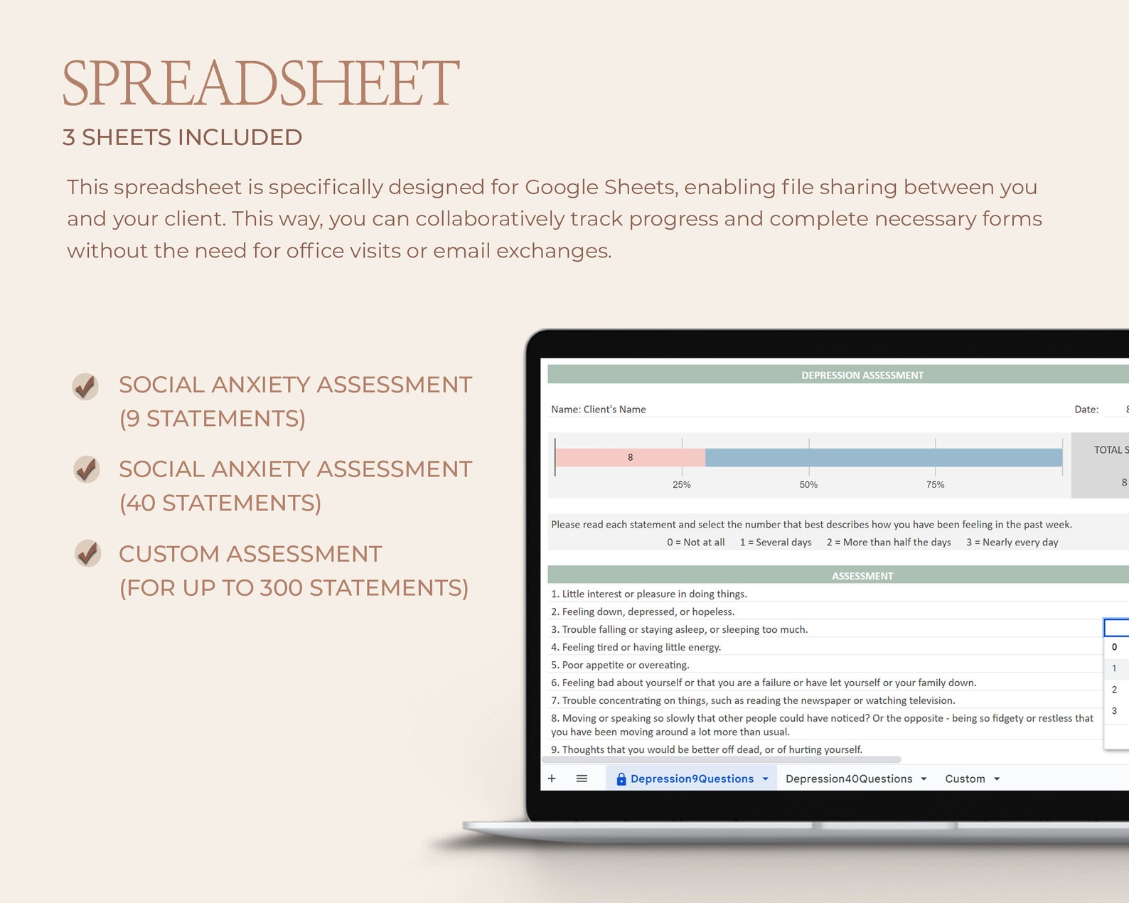 Social Anxiety Assessment Template Assessment Tool Mental - Etsy