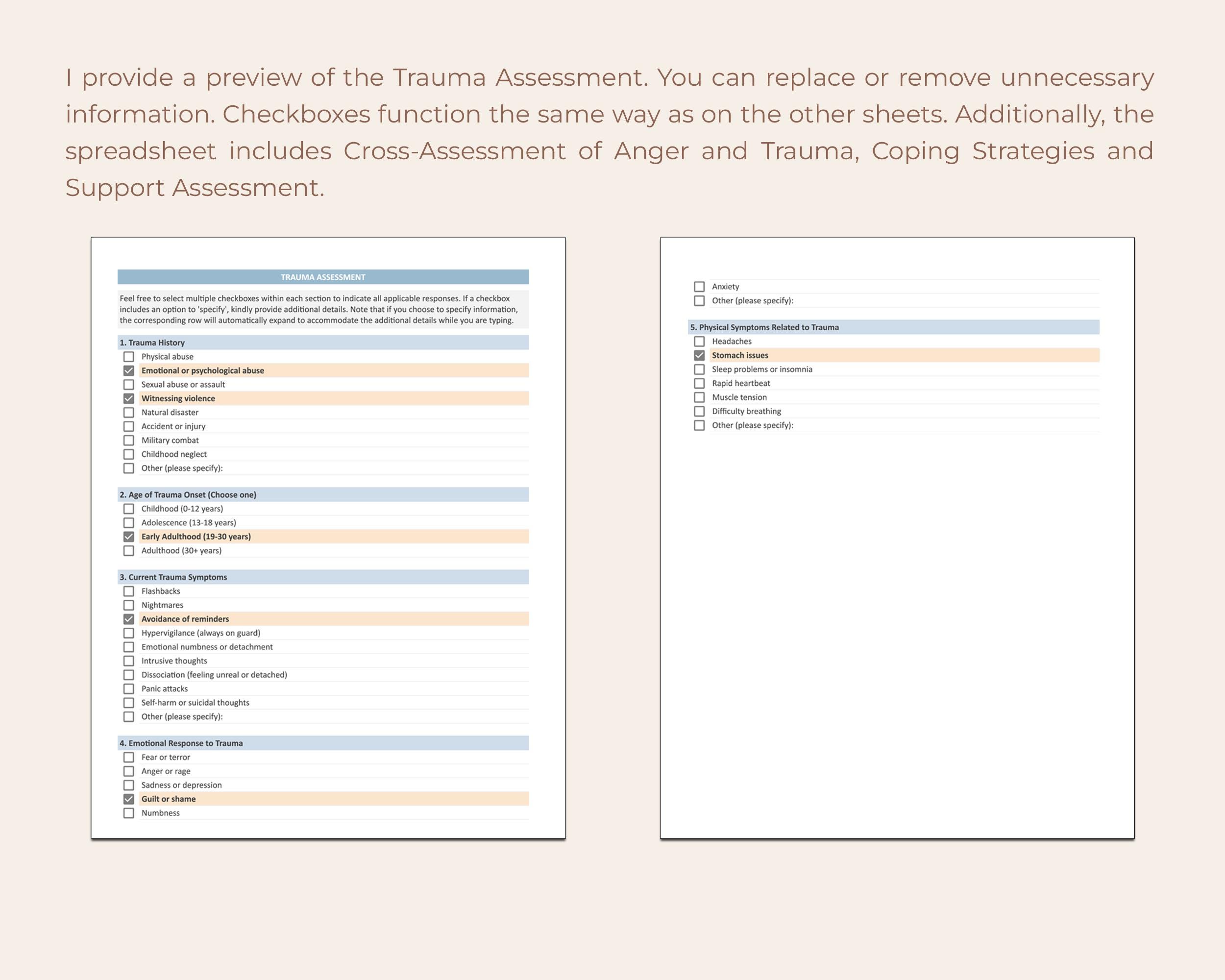 Anger Trauma Assessment Template Therapist Intake Form Childhood Trauma ...