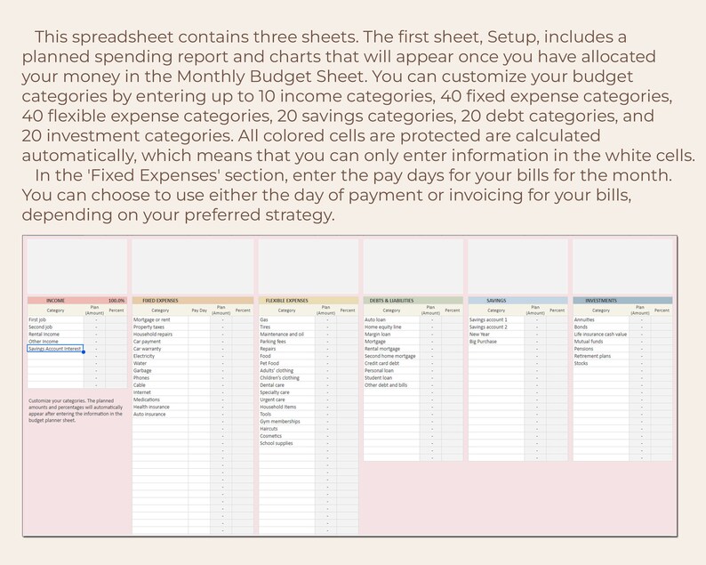 Monthly Budget Spreadsheet, Excel Budget, Budget Template, Finance ...