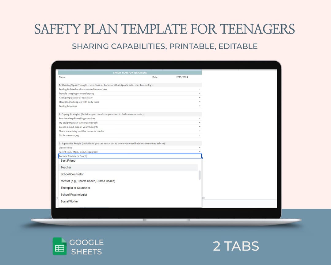 Safety Plan Template, Teen Safety Plan, Safety Program Template ...
