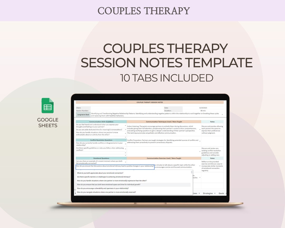 Couples Therapy Notes Template, Couples Therapy Session, Therapy ...