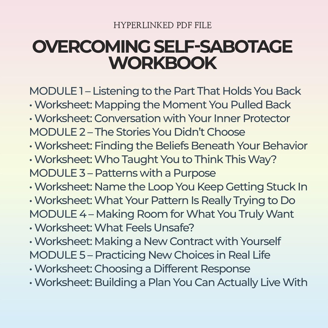 Self-sabotage Workbook – Printable Therapy Journal for Inner Child ...