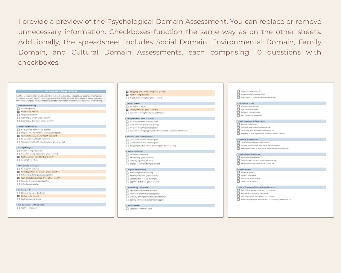 Biopsychosocial Assessment Template Therapy Tool Psychotherapist ...