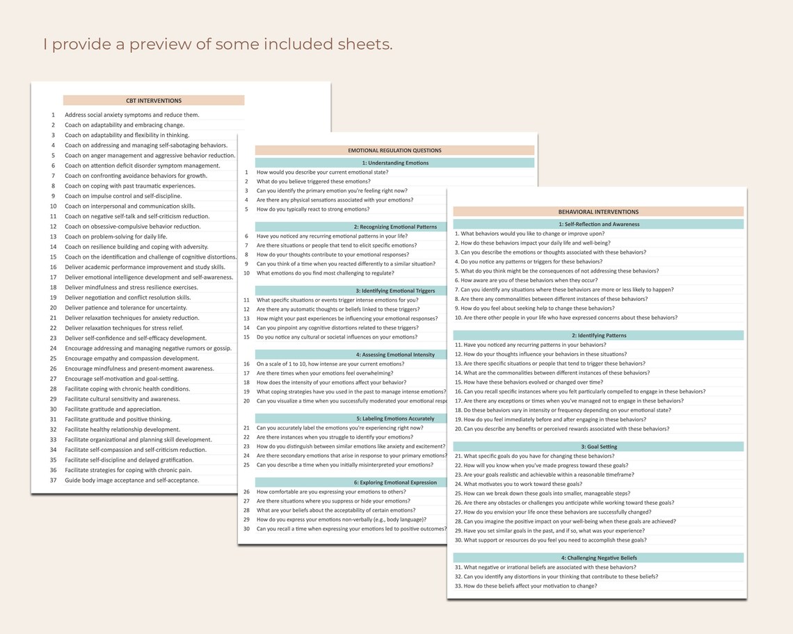 CBT Therapy Questions Goals Interventions Socratic Worksheets Cognitive ...