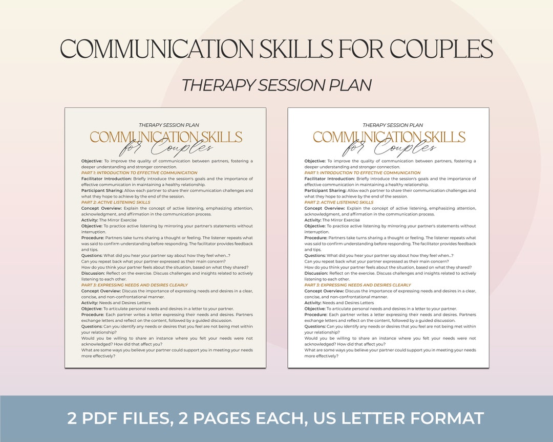 Communication Skills Therapy Session Worksheet PDF Couples Counseling ...