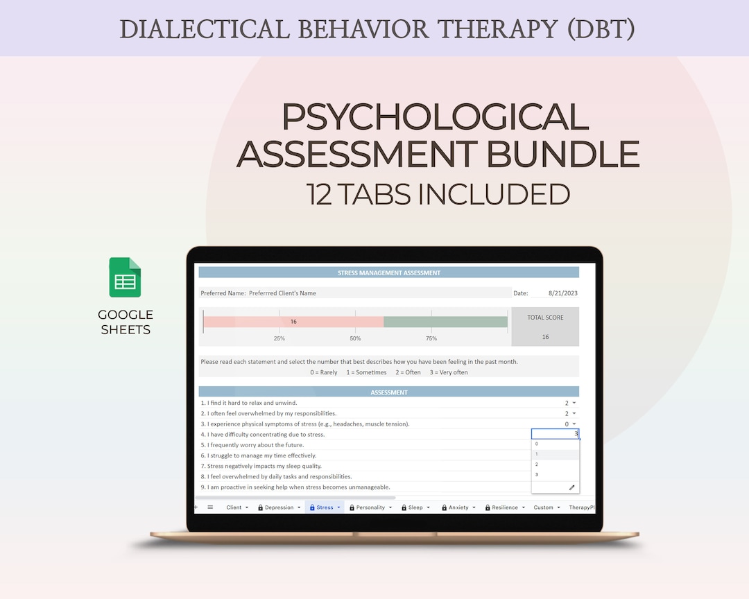 Dialectical Behavior Therapy Assessment Bundle Mental Health Therapist ...