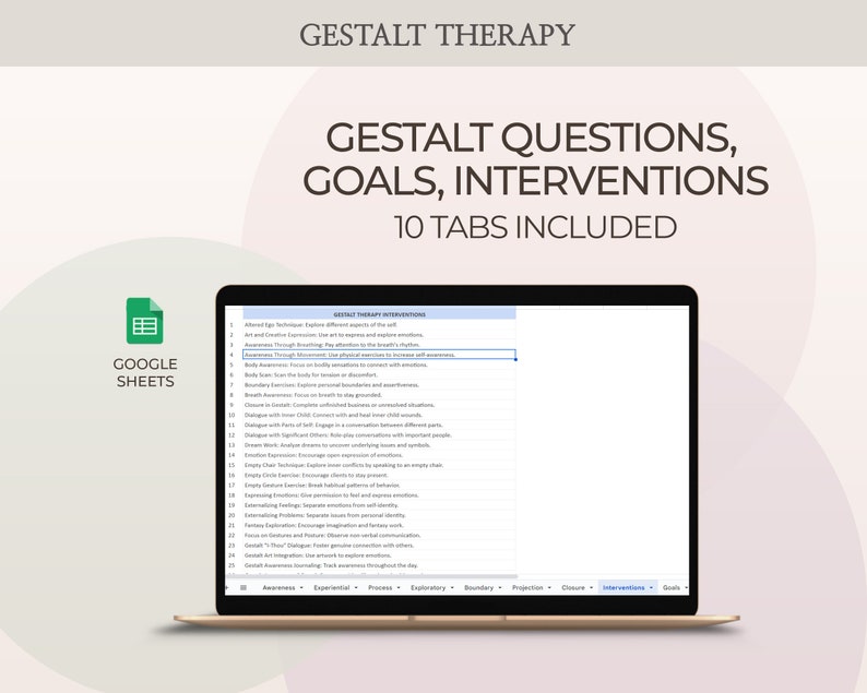 Gestalt Therapy Questions Goals Interventions Worksheets Therapy ...