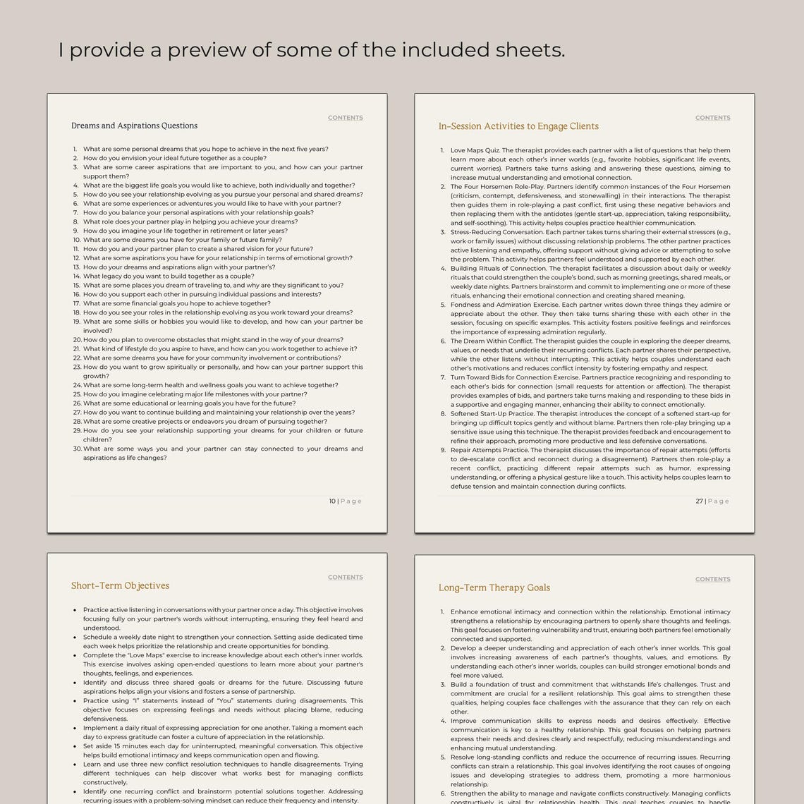 Gottman Therapy Guide, Gottman Method, Gottman Therapy Session Plan ...