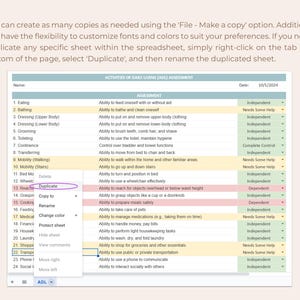 Activities of Daily Living Assessment Checklist ADL Evaluation Tool ...