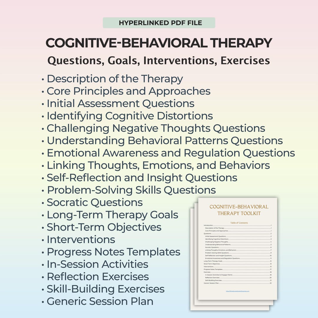 CBT Therapy Toolkit PDF Cognitive Distortions Thought Challenging ...