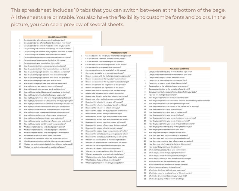 Gestalt Interventions Questions Goals Therapist Checklist Worksheets ...