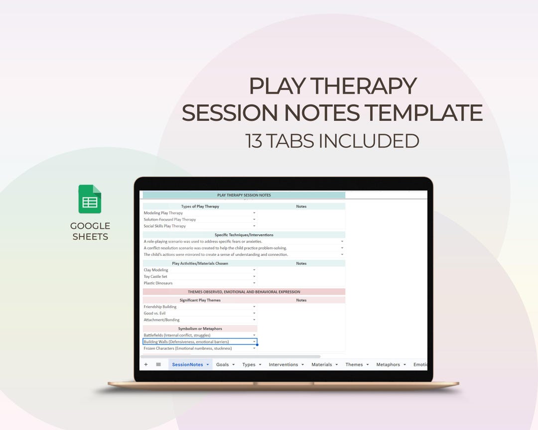 Play Therapy Notes Template, Play Therapy Session Notes, Children ...