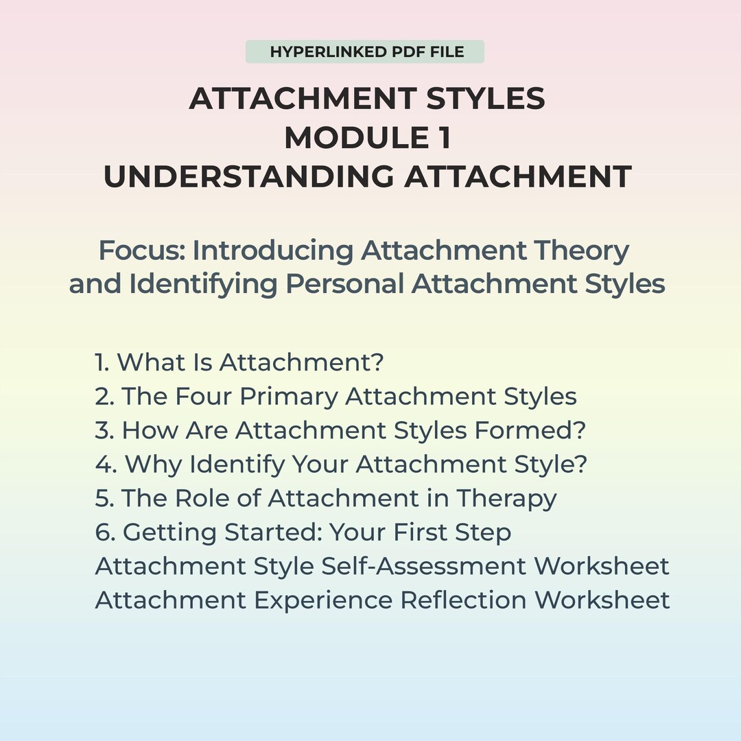 Attachment Theory Therapy Worksheet Secure Anxious Avoidant Style Inner ...