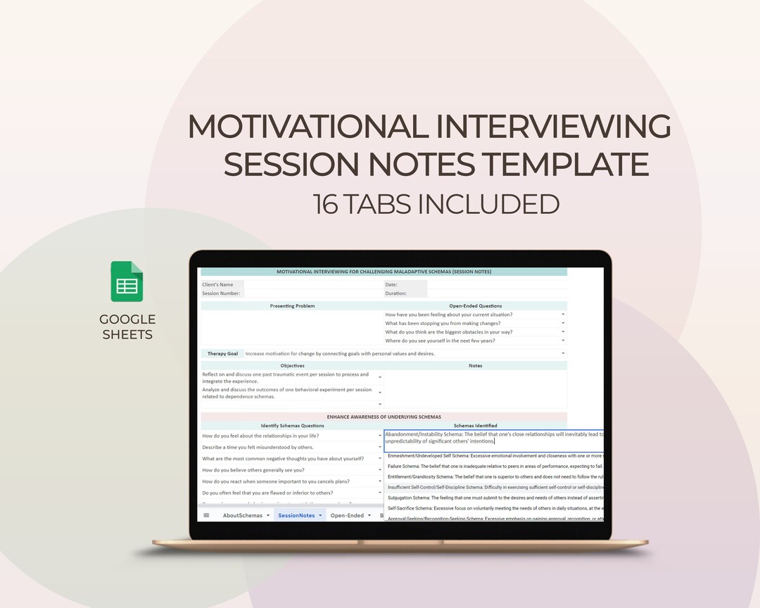 Motivational Interviewing Session Template MI Therapy Notes Addictive ...