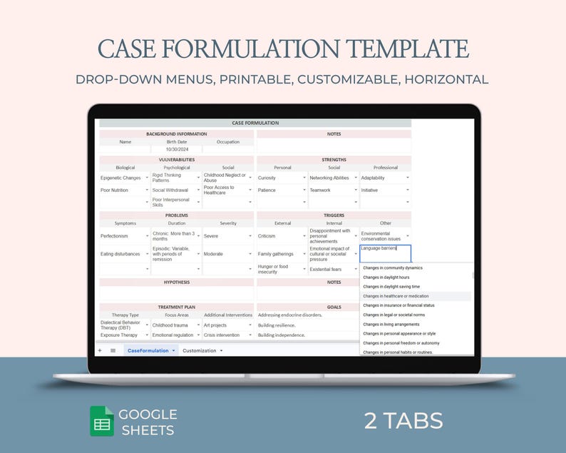 Case Conceptualization, Psychology Therapy Plan, Therapist Templates ...