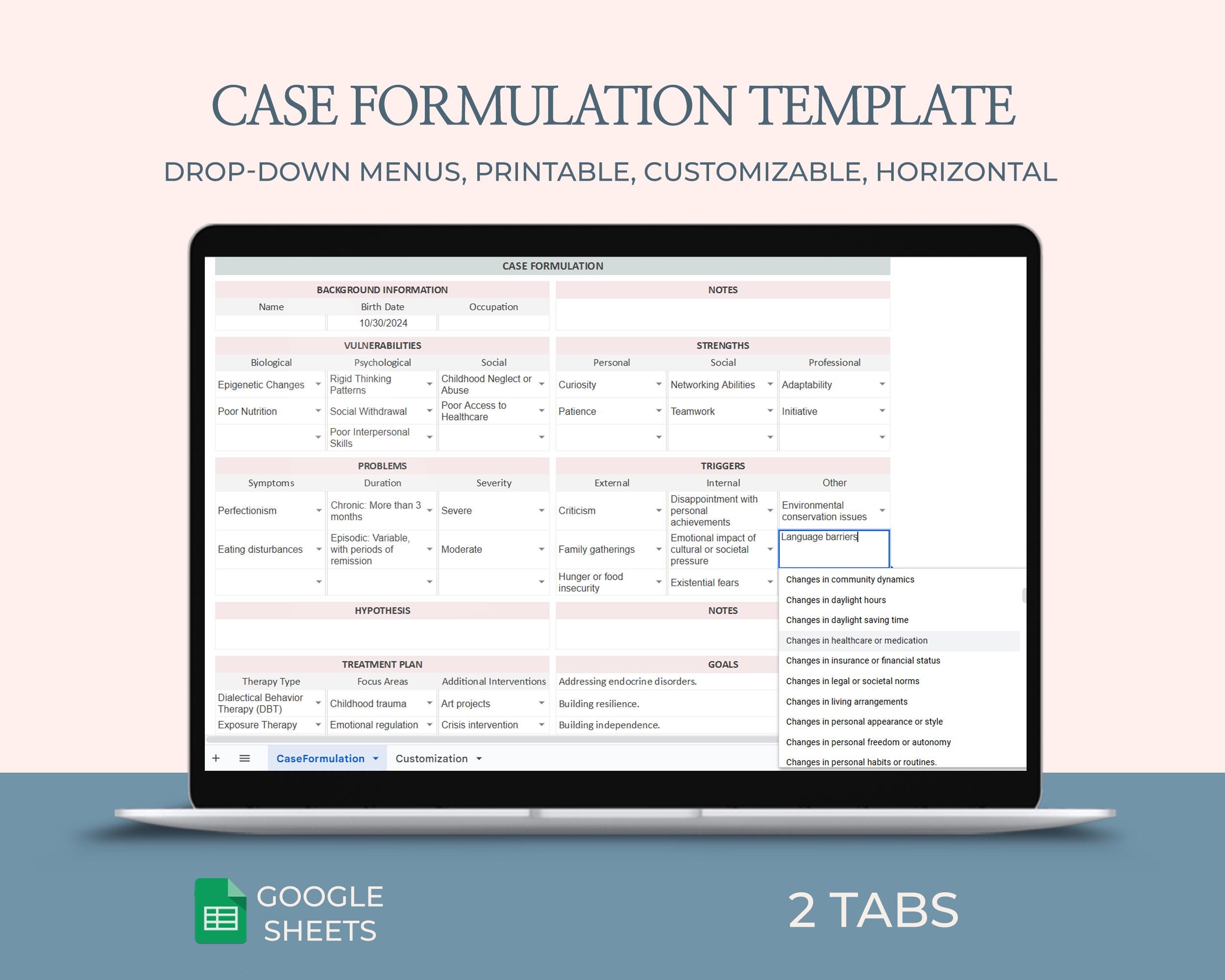 Case Conceptualization, Psychology Therapy Plan, Therapist Templates ...