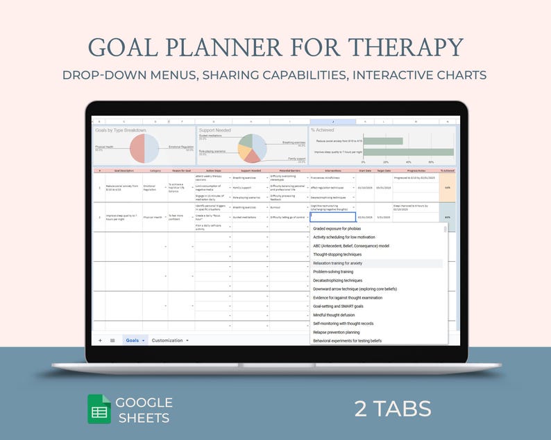 Therapy Goal Setting, Goal Setting for Therapy, Therapy Goal Planner ...