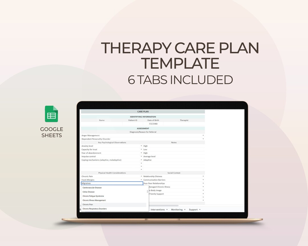 Care Plan Template Therapy Mental Health Counseling Psychology ...