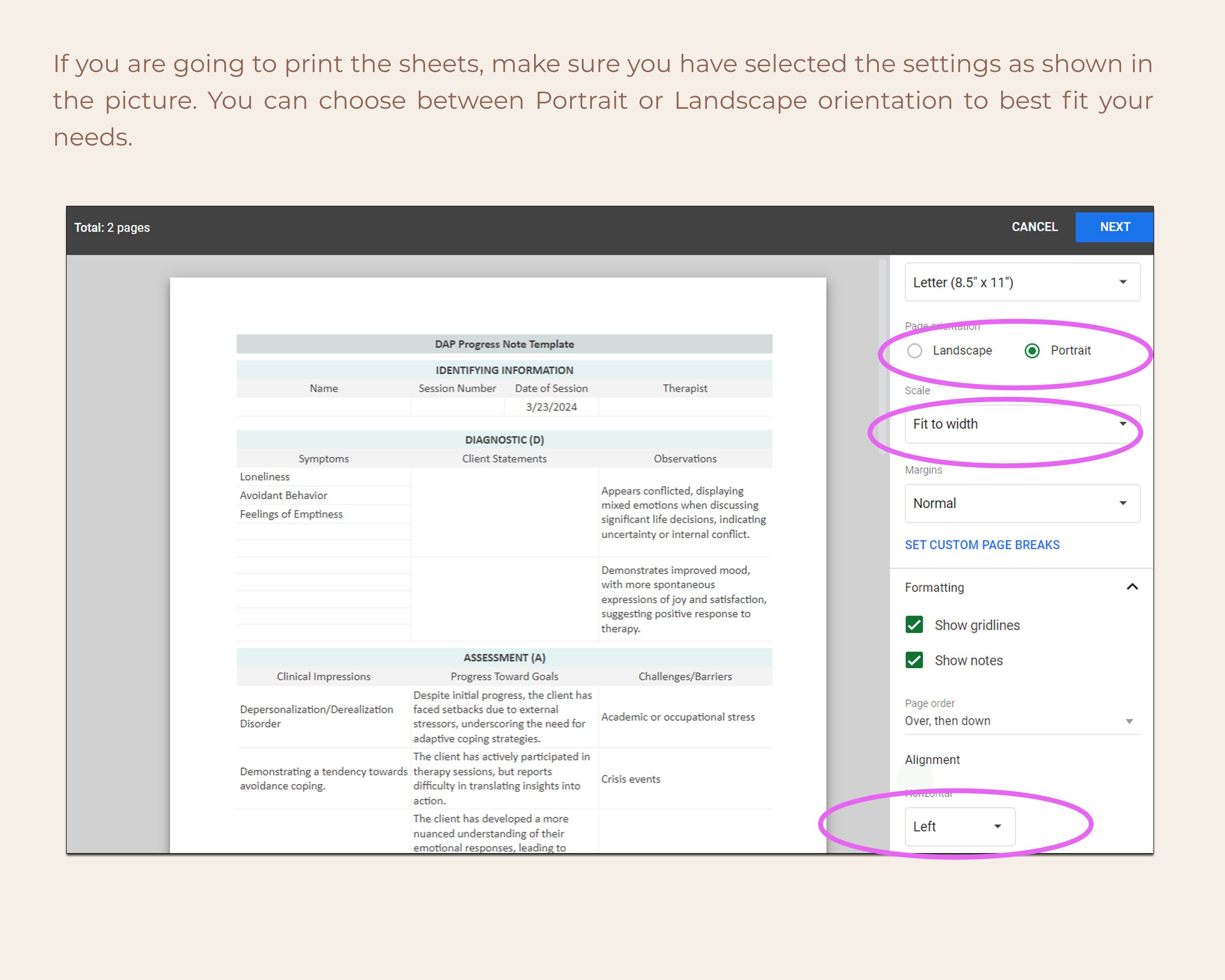 Therapy Progress Note Template, DAP Progress Notes, Therapist Template ...