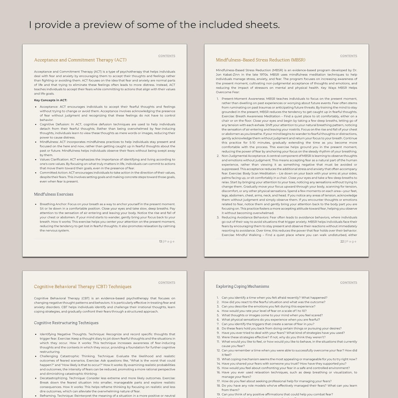 Fear Healing Therapy Strategies Guide PDF CBT Exposure Ladder ACT ...