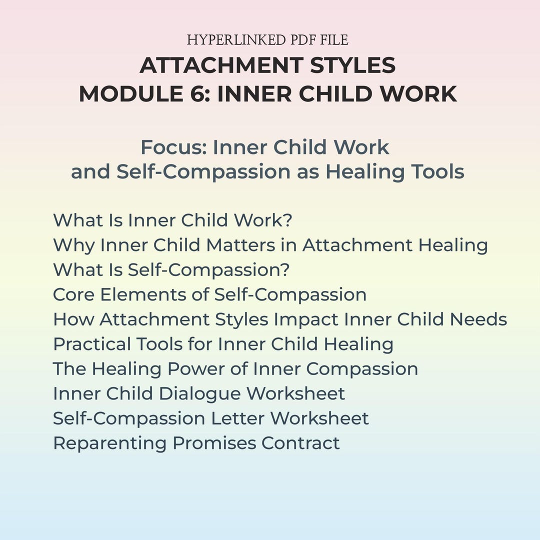 Inner Child Healing Worksheets, Self Compassion, Reparenting Guide ...