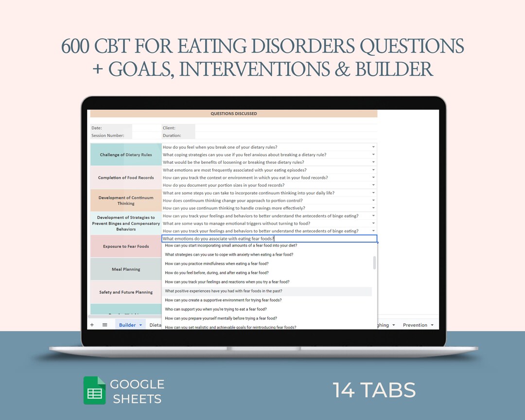 Eating Disorders Therapy Questions CBT-E Cognitive Behavioral Goals ...