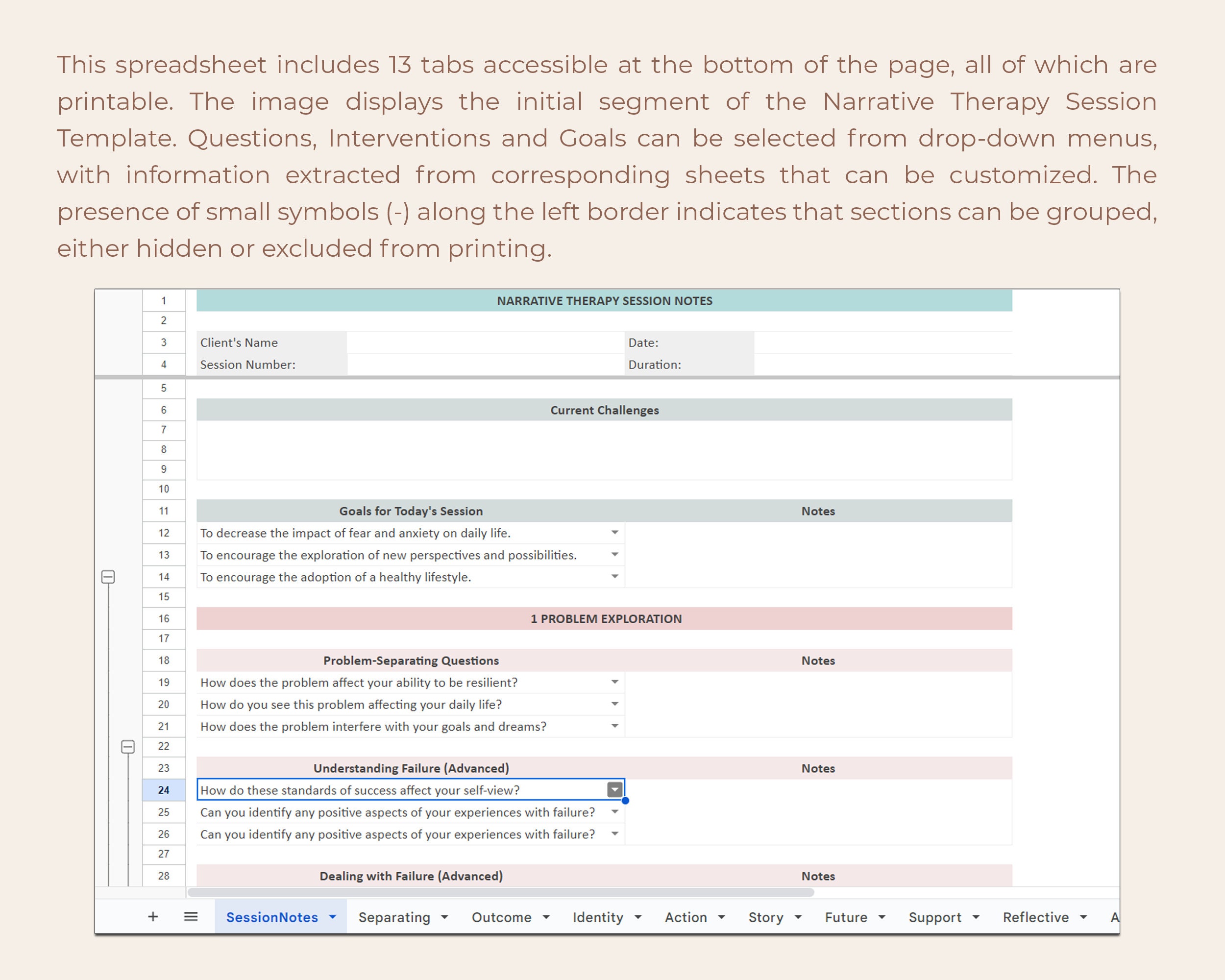 Narrative Therapy Notes Template, Session Notes Template, Therapy ...