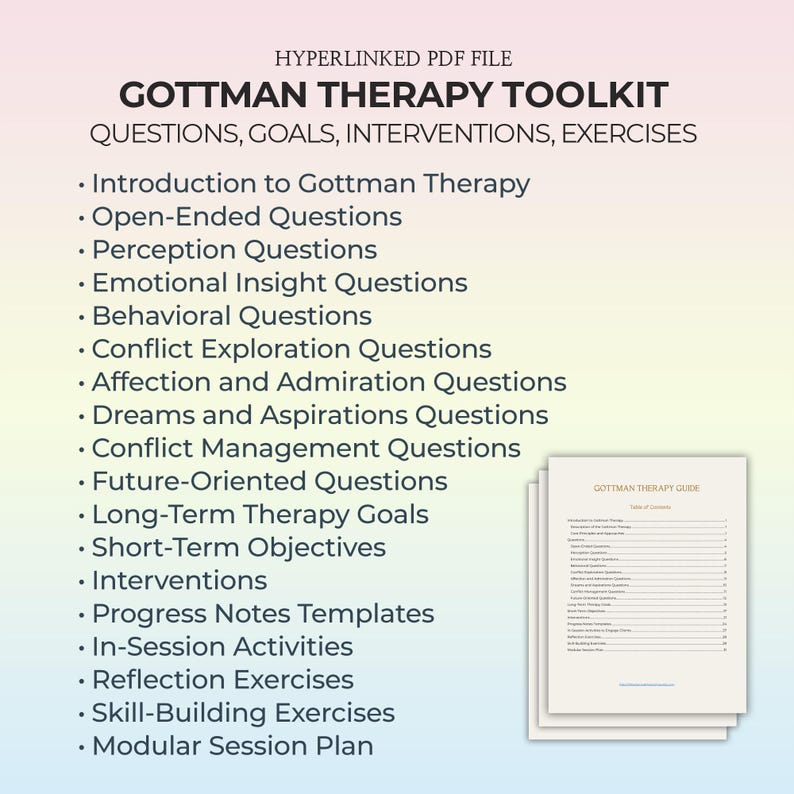 Gottman Therapy Guide, Gottman Method, Gottman Therapy Session Plan ...
