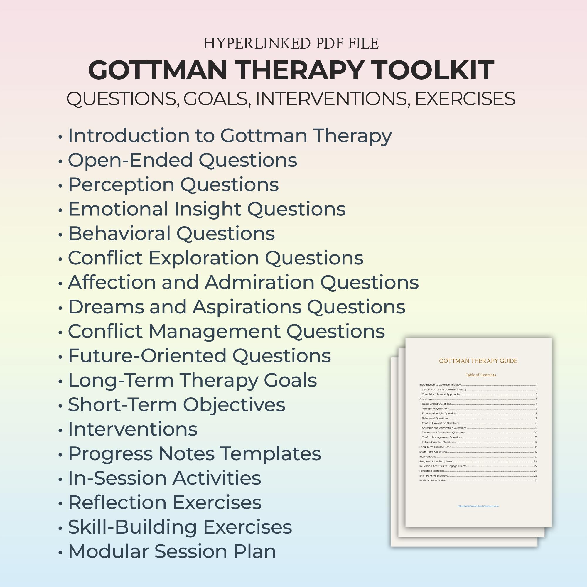 Gottman Therapy Guide, Gottman Method, Gottman Therapy Session Plan ...