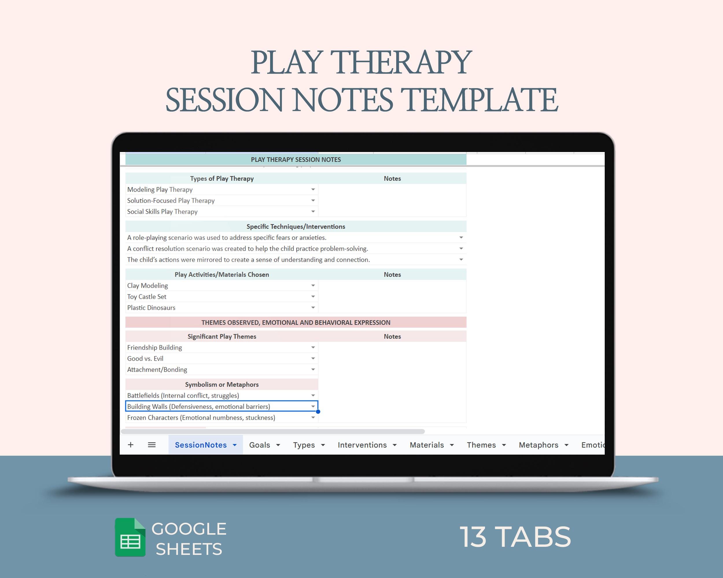 Play Therapy Session Notes Template, Play Therapy Notes, Children ...