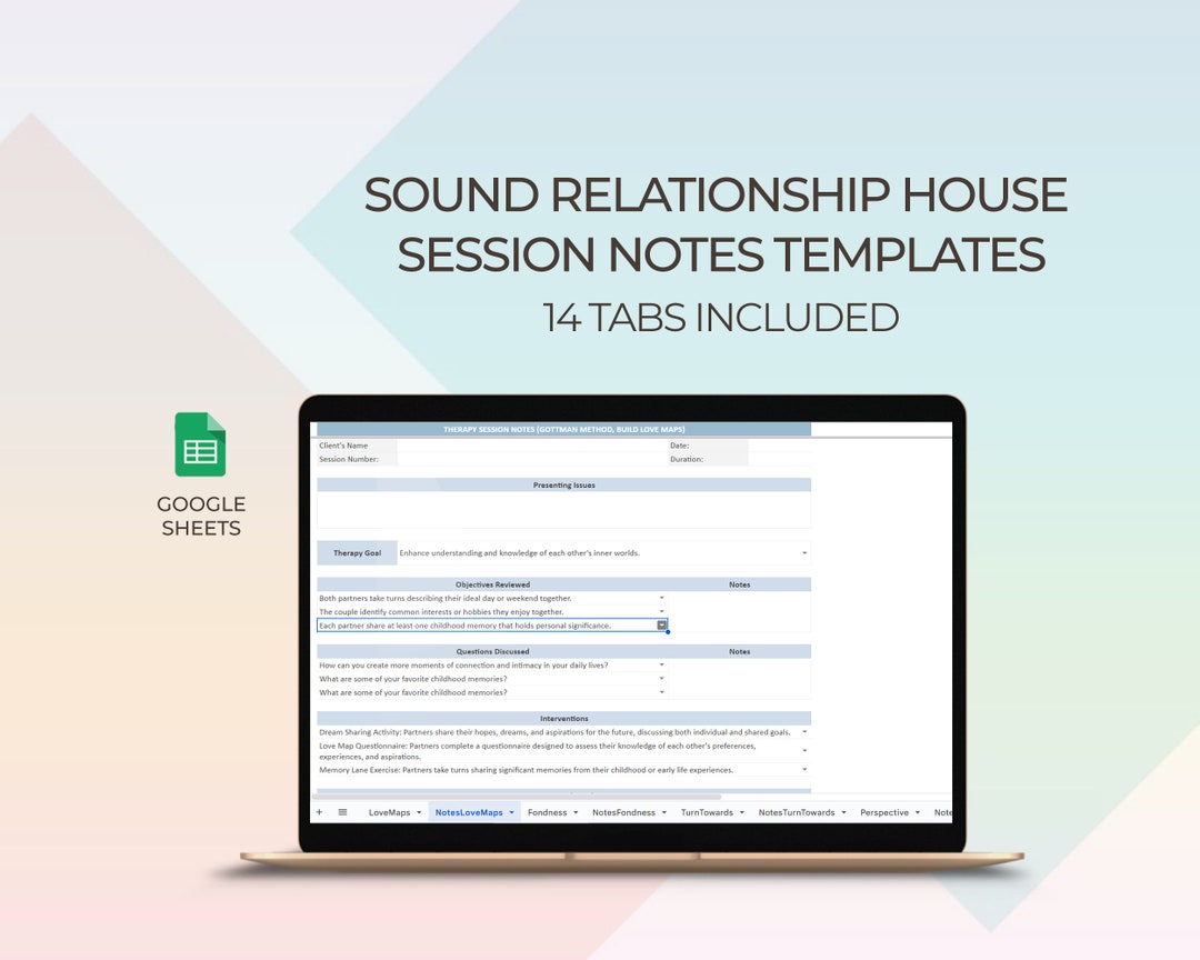 Gottman Therapy Questions Session Notes Template Couples Therapy Goals ...