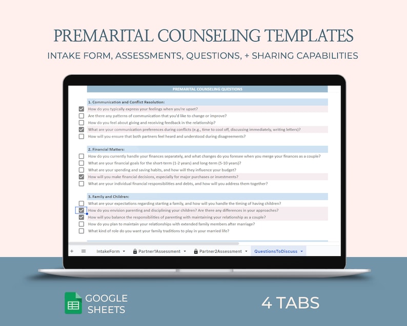 Premarital Counseling Intake Form Pre Wedding Relationship Questions ...