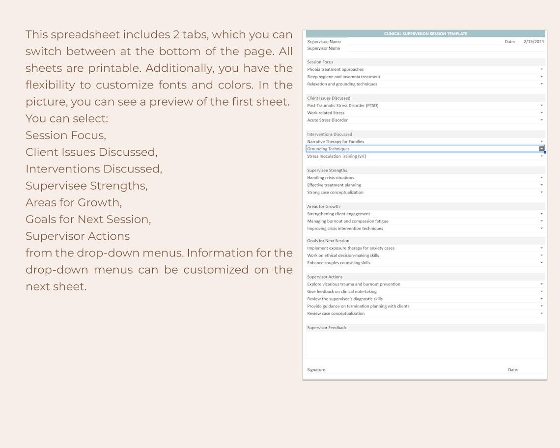 Clinical Supervision Template, Supervision for Therapists, Supervision ...