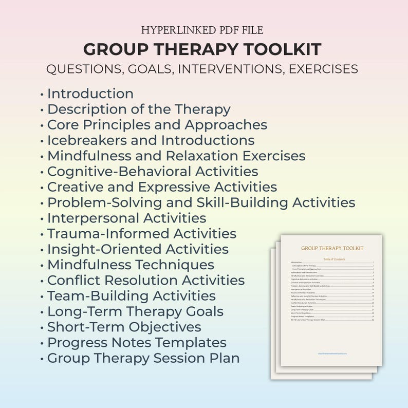 Group Therapy Activities, Group Therapy Questions, Group Therapy Guide ...