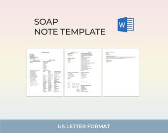 SOAP Note Template for Word Mental Health Professionals Private ...