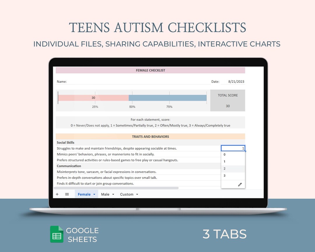 Teens Autism Testing Checklist Spectrum Evaluation Autism Disorder Test ...