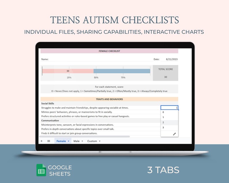 Teens Autism Testing Checklist Spectrum Evaluation Autism Disorder Test ...