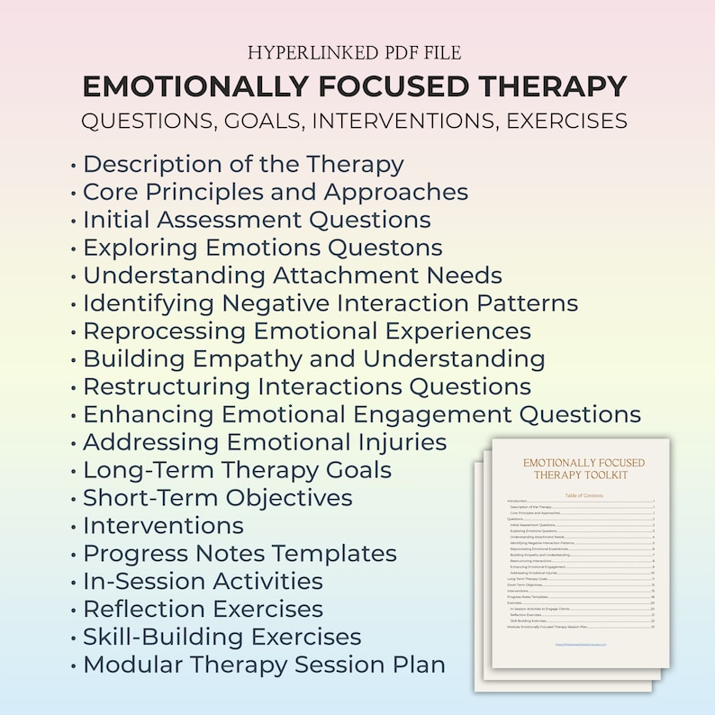 Emotionally Focused Therapy Questions, EFT Psychotherapy Guide ...