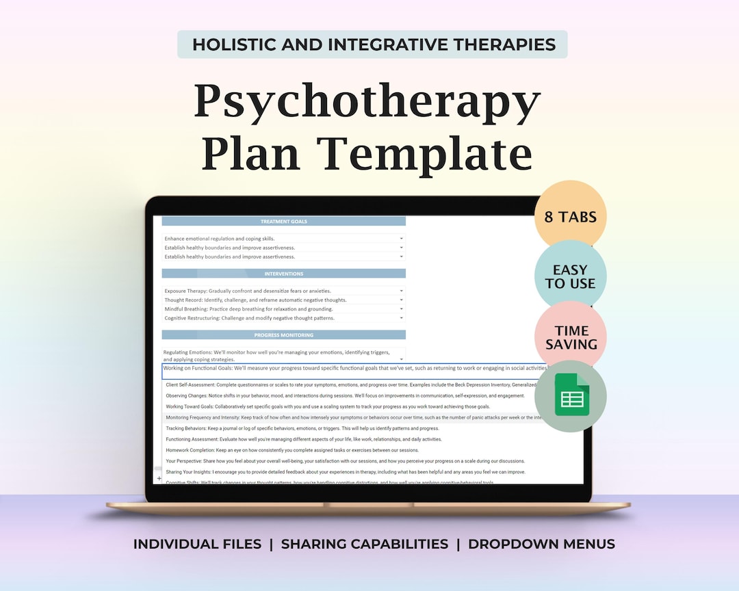 Treatment Plan Template Spreadsheet Holistic Integrative Therapy Goals ...