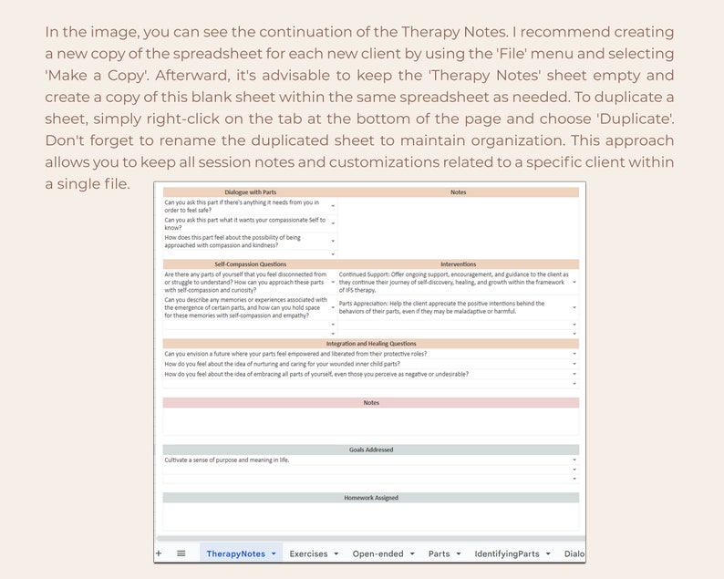 Parts-work Therapy Session Notes Therapy Template Psychotherapy Tool ...