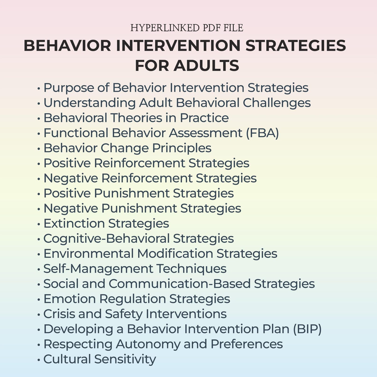 Behavior Strategies, Behavior Plan for Adults, Behavioral Therapy ...