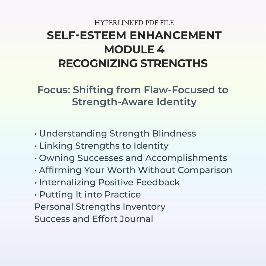 Strengths Worksheet PDF Self Esteem Builder Assets Inventory Success ...